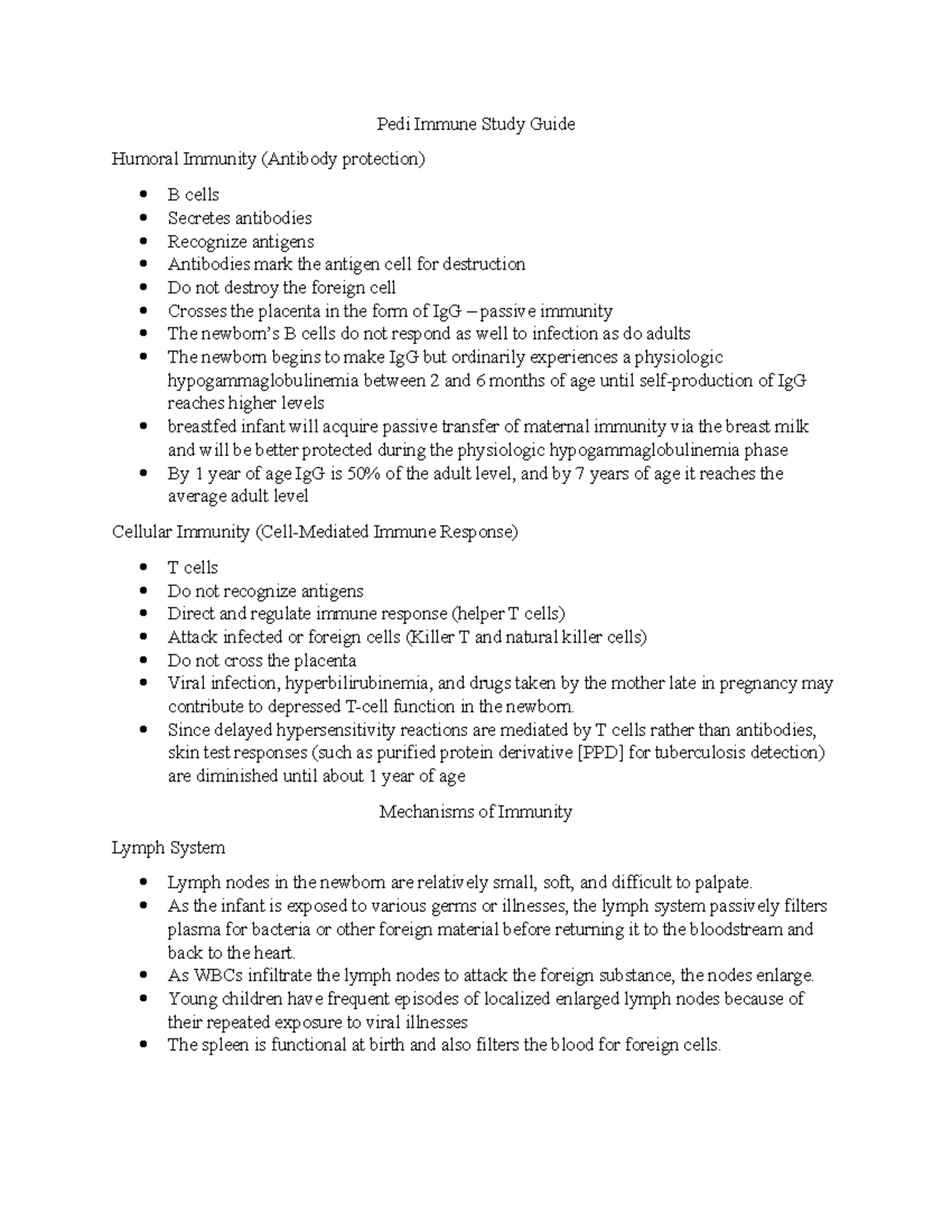 Pedi Immunity Study Guide - Pedi Immune Study Guide Humoral Immunity ...