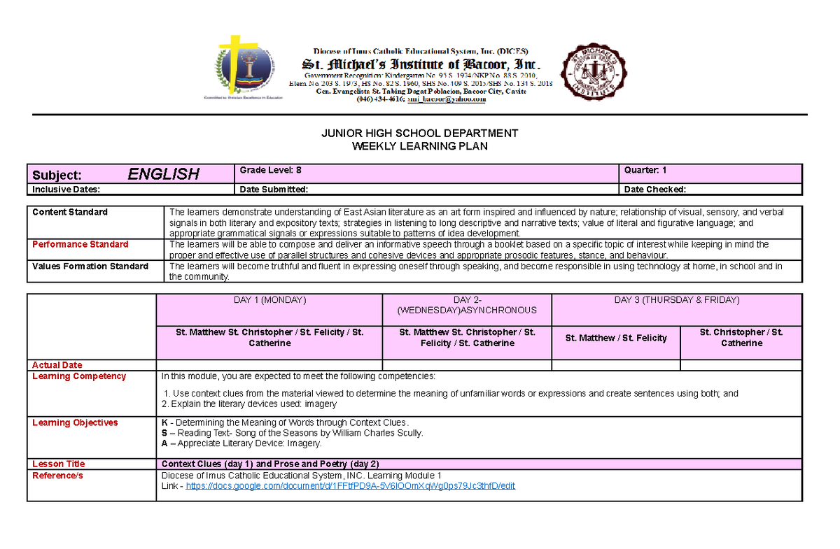 English 8 - week 1 - legends, myths and proverbs - JUNIOR HIGH SCHOOL ...