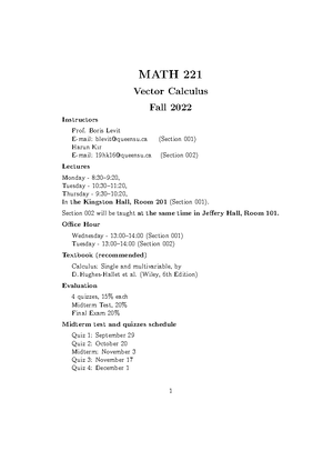 Math221 Tutorial Solutions Week 1 & 2 Notes - Math 221 Queen’s ...