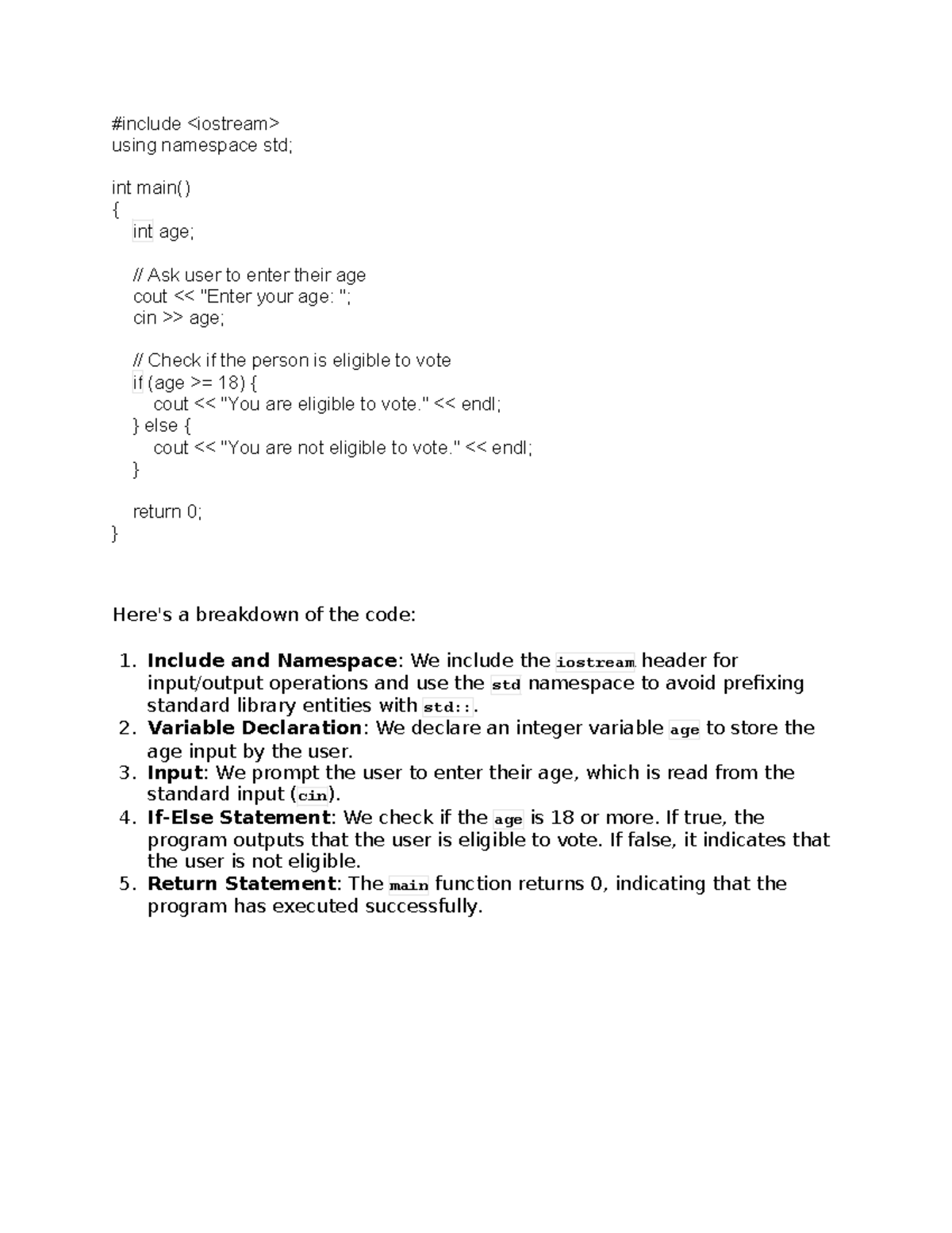 Sample C If Else Code Include Using Namespace Std Int Main Int