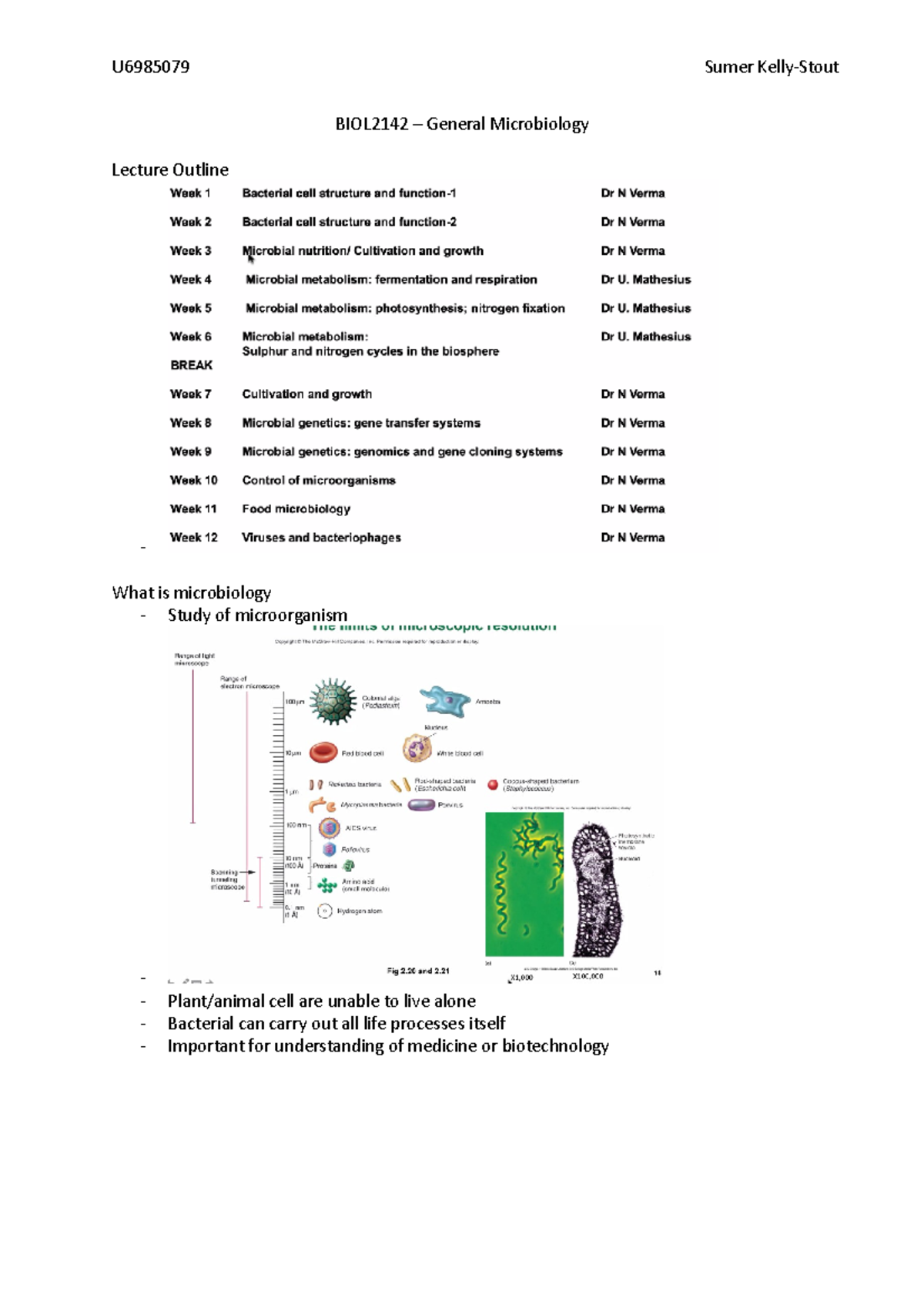 BIOL2142 - Lecture notes 1-12 - BIOL2142 – General Microbiology Lecture ...