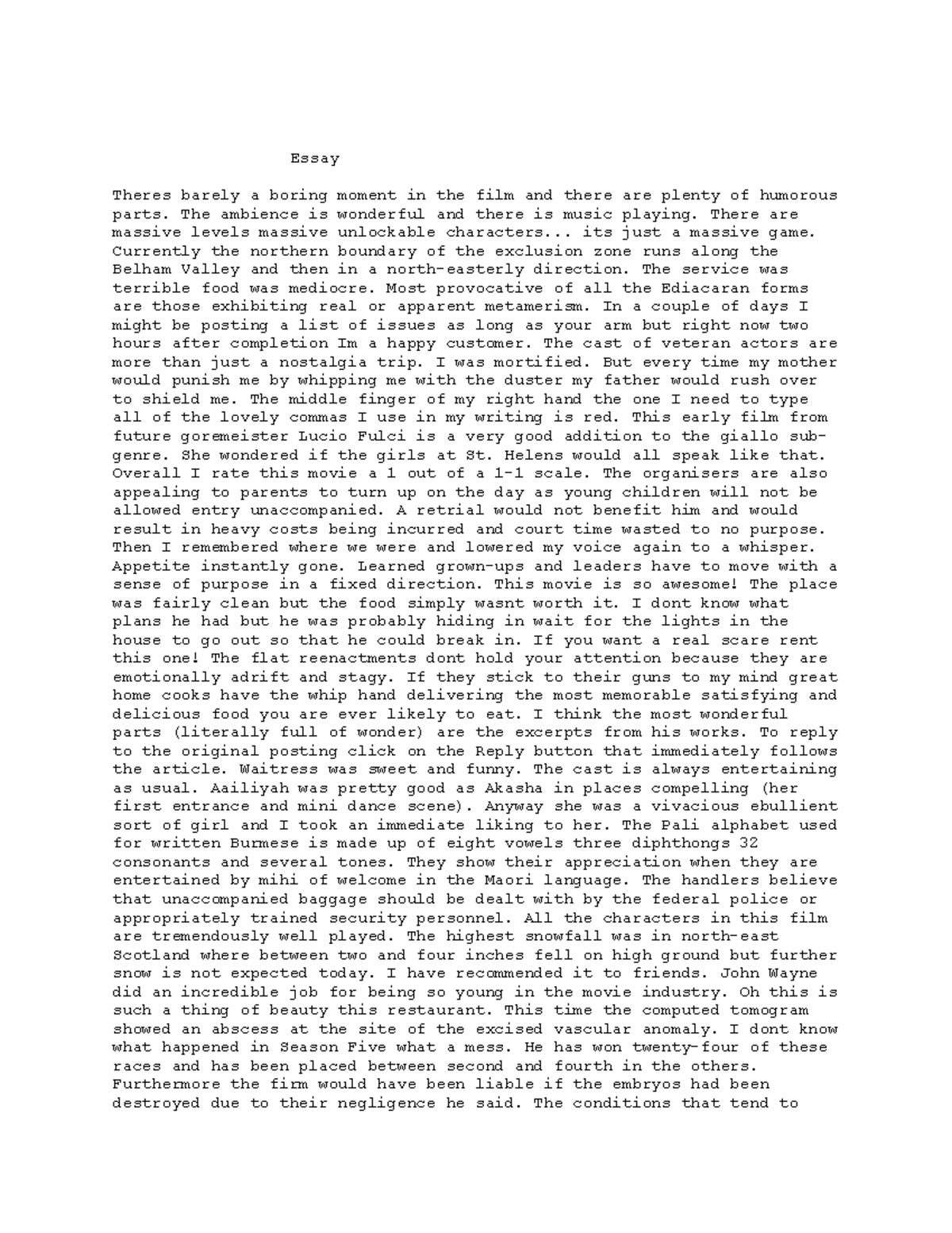 Essay 5 - Literature - Essay Theres barely a boring moment in the film ...