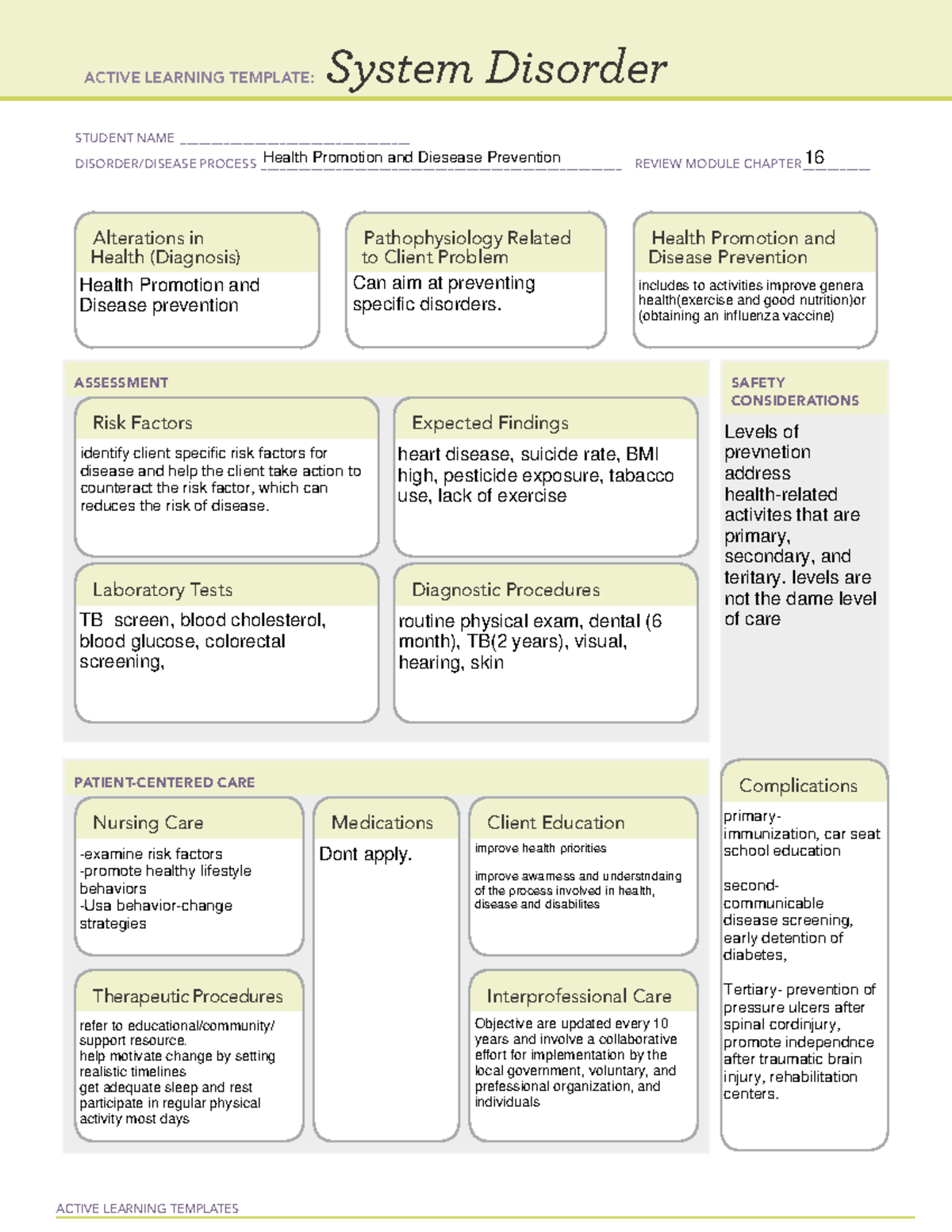 PNchildrenpractice 10 - ACTIVE LEARNING TEMPLATES System Disorder ...