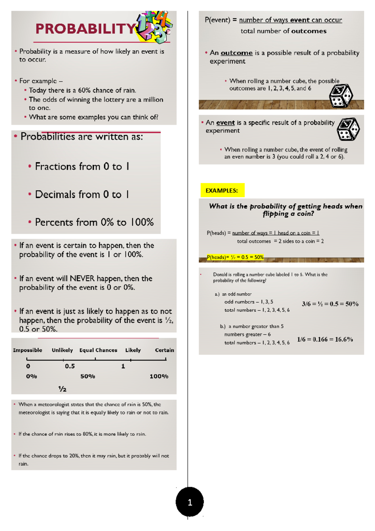 Probability - MATHEMATICS - BS Secondary Education - EXAMPLES: EXAMPLE ...