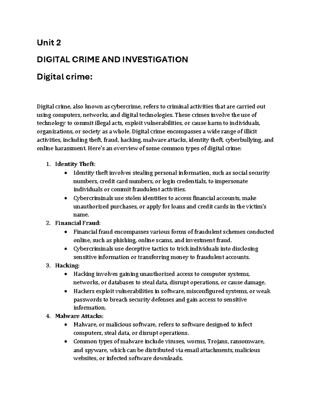Digital and mobile forensics unit 2 - Unit 2 DIGITAL CRIME AND ...