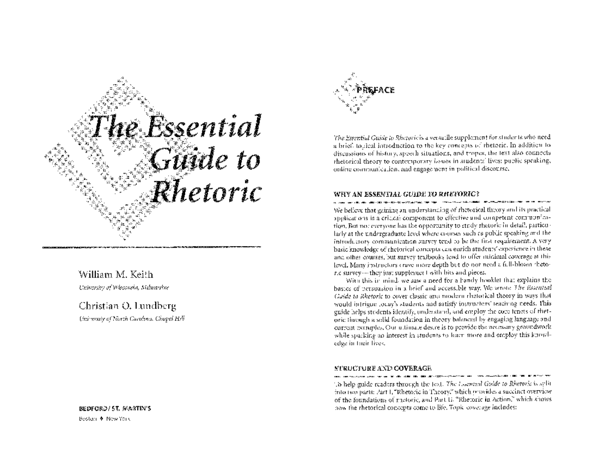 The Essential Guide To Rhetoric - Engl 101B - Studocu