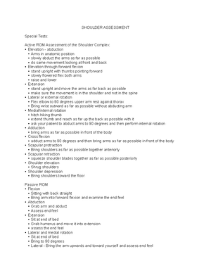 Shoulder Assessment Tests (WORD) - SHOULDER ASSESSMENT Special Tests ...