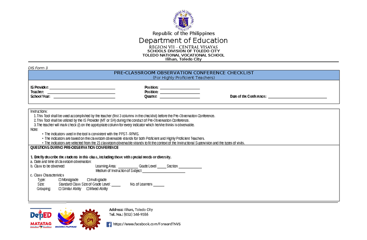 L.MAG ASO 2023 IS Form 3 Pre Ob new nov - Department of Education ...