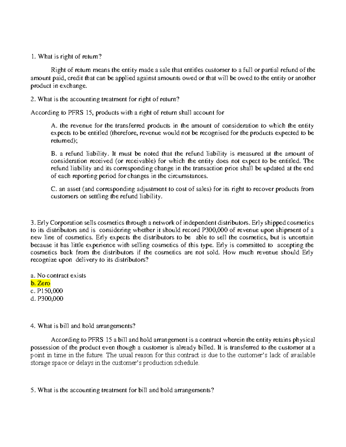 Revenue Topics - What is right of return? Right of return means the ...