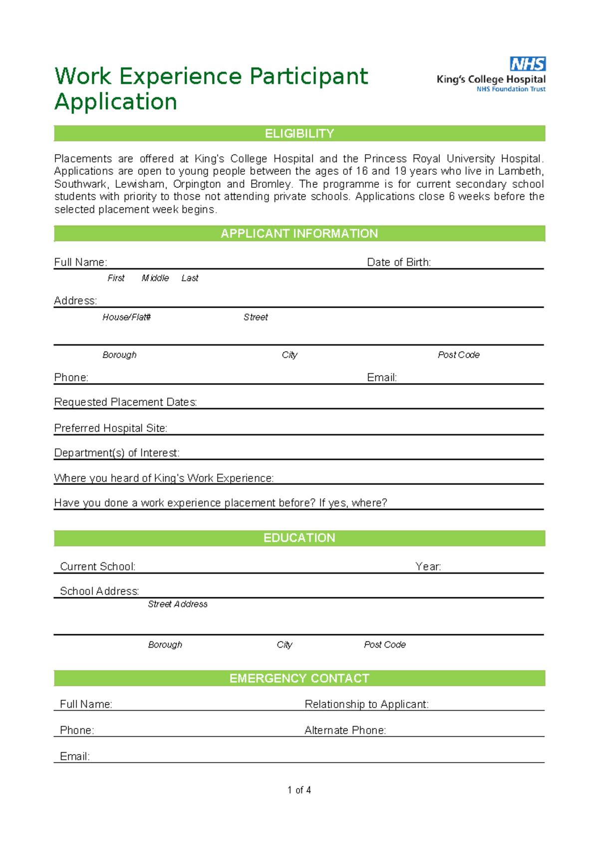 Participant-Application-Form - Work Experience Participant Application ...