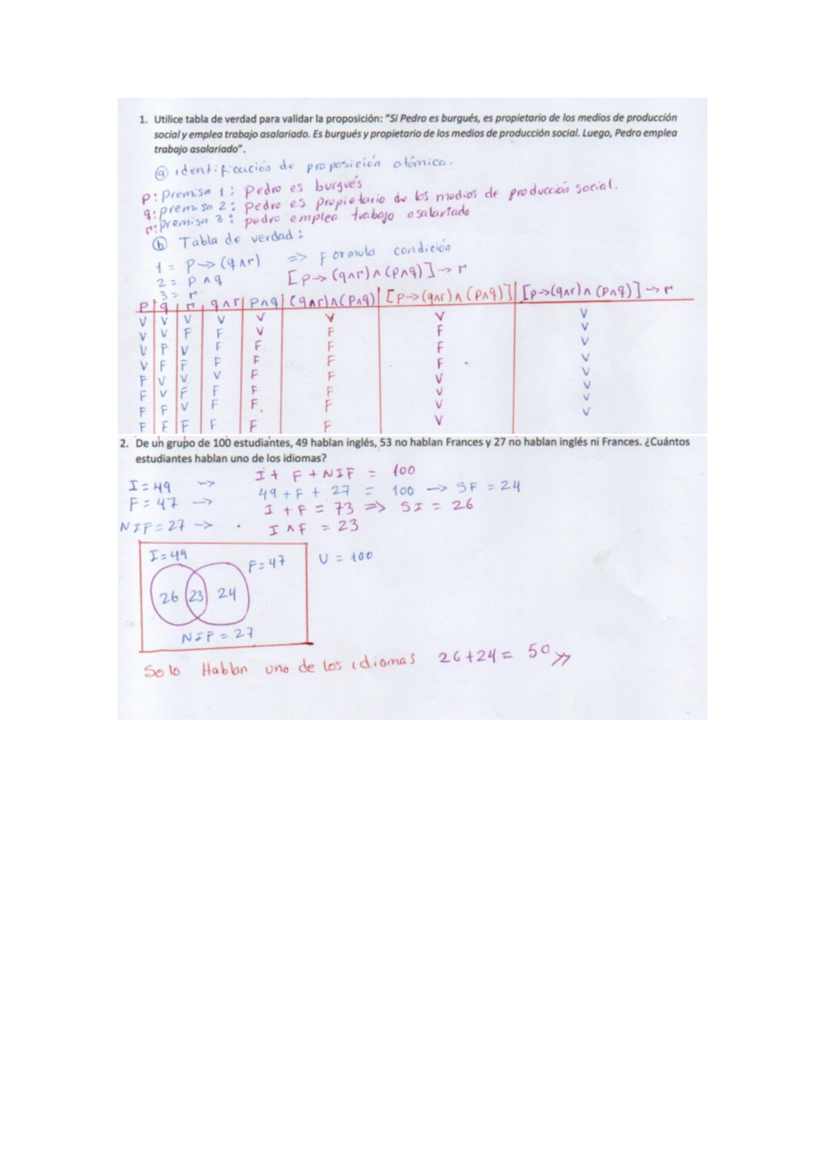 Mate discreta virt, 2 - actividad virtual 2 - 1. Utilice tabla de ...