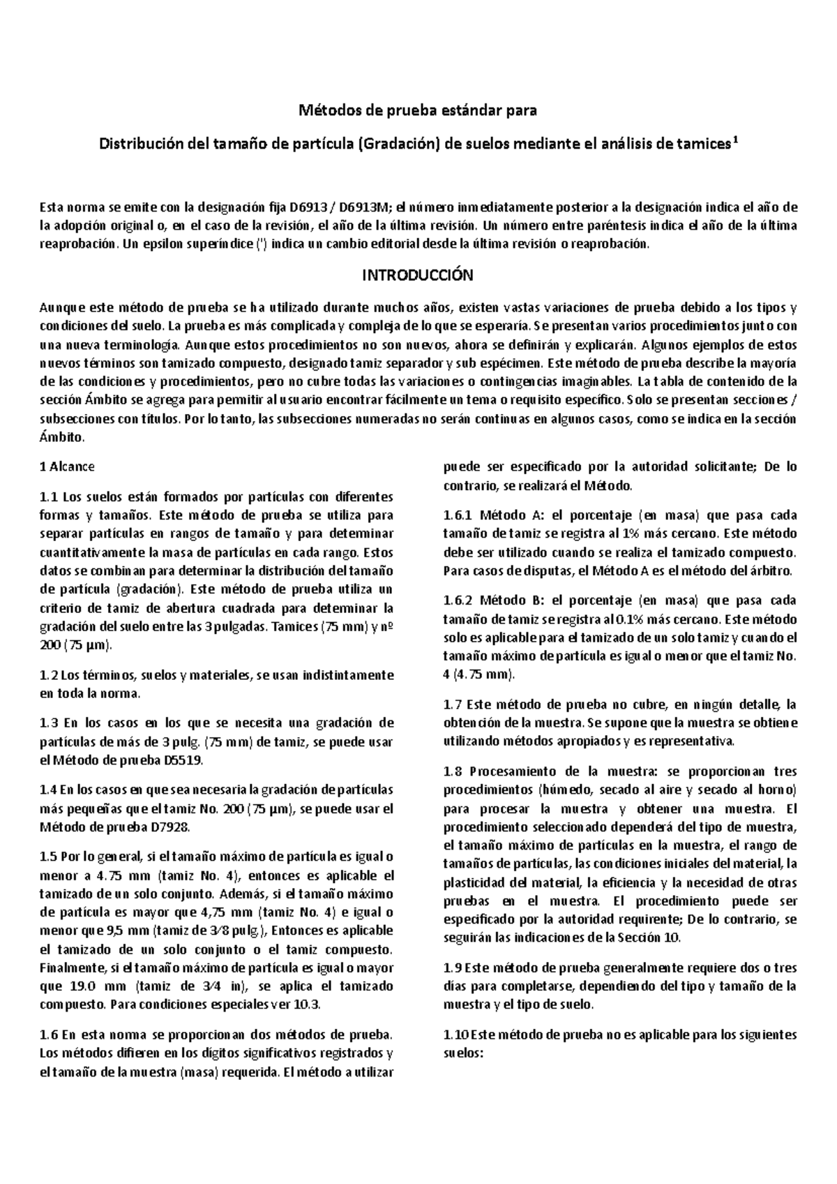 ASTM D6913 - NORMATIVAS ASTM - Métodos de prueba estándar para ...