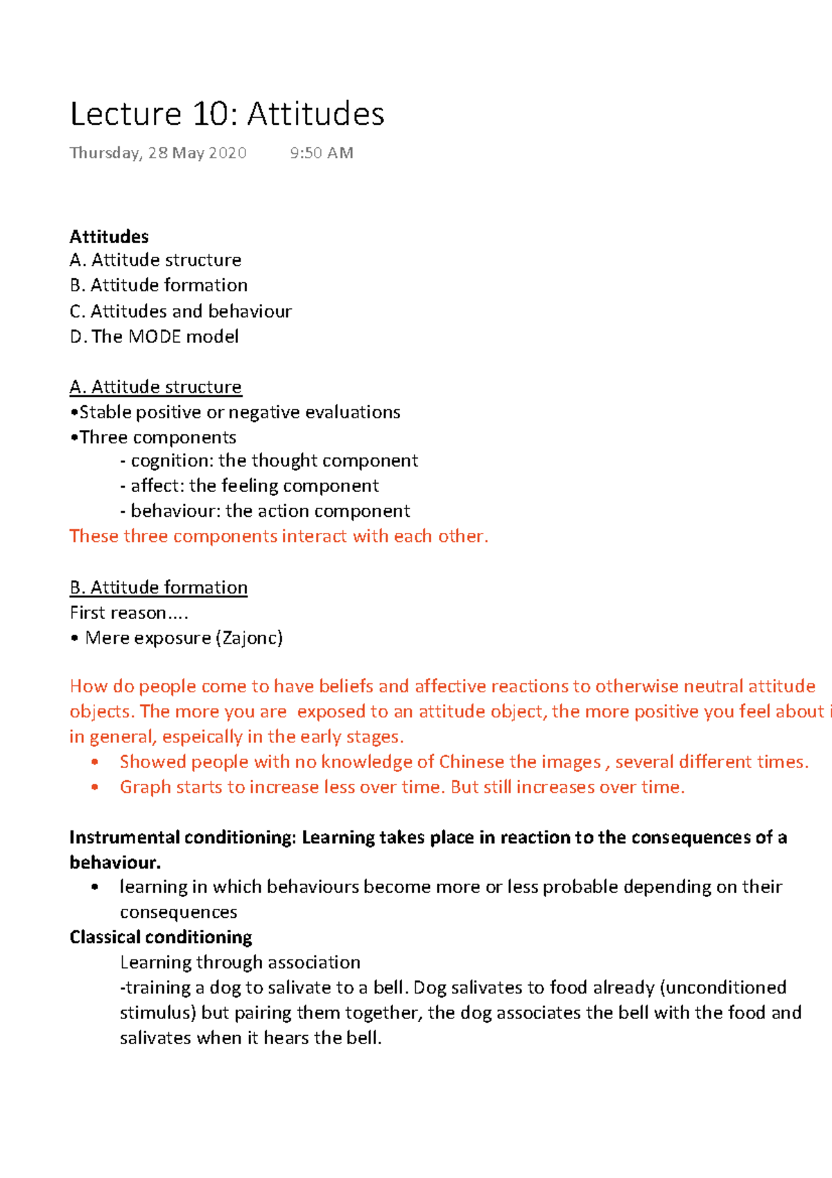 PSYC 210- Lecture 10 Attitudes. Pictures removed - Warning: TT: undefined function: 32 Warning ...