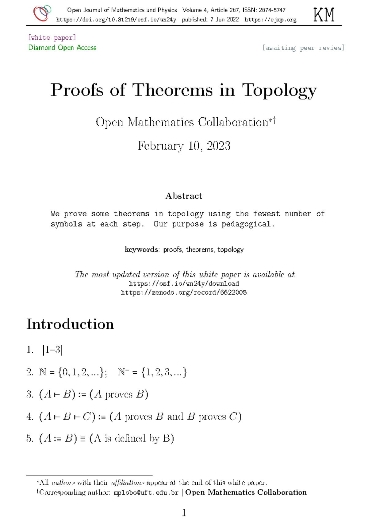 Proofs Theorems Topology Proofs Of Theorems In Topology Open