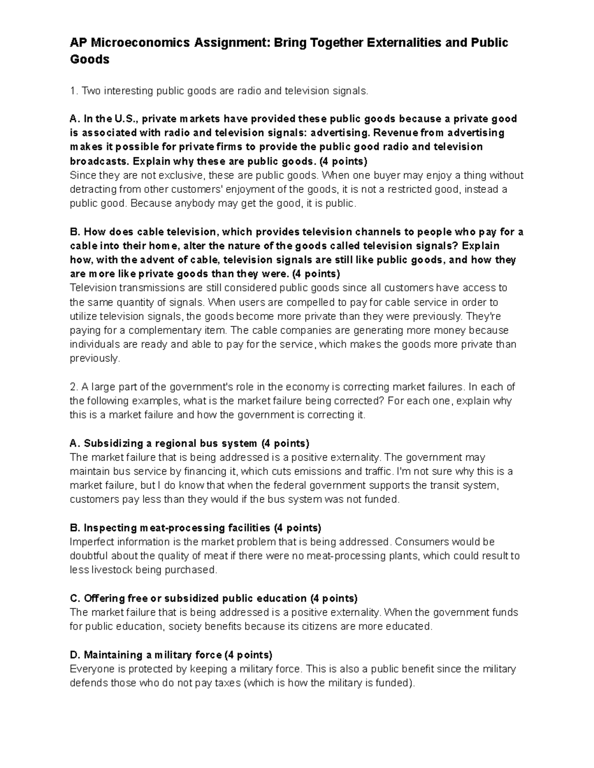 AP Microeconomics Assignment Bring Together Externalities and Public ...