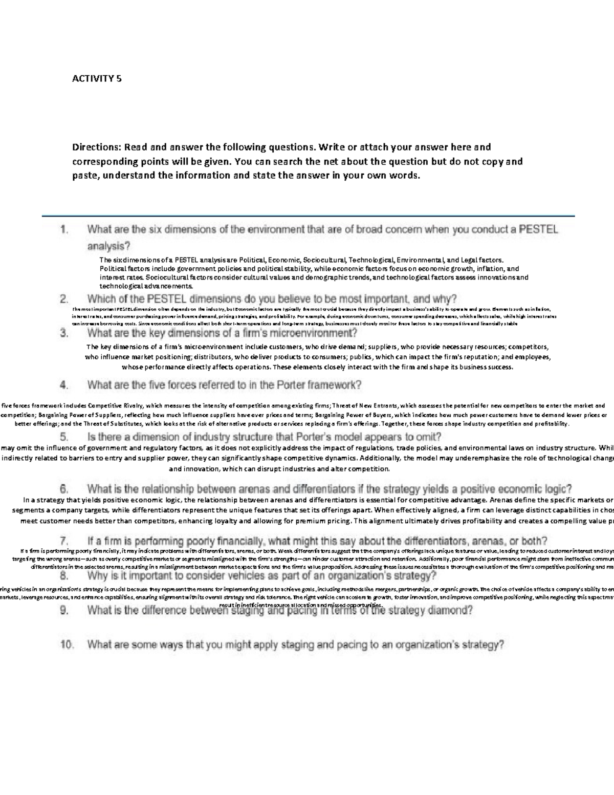 Activity 5 ORG Management - ACTIVITY 5 Directions: Read and answer the ...
