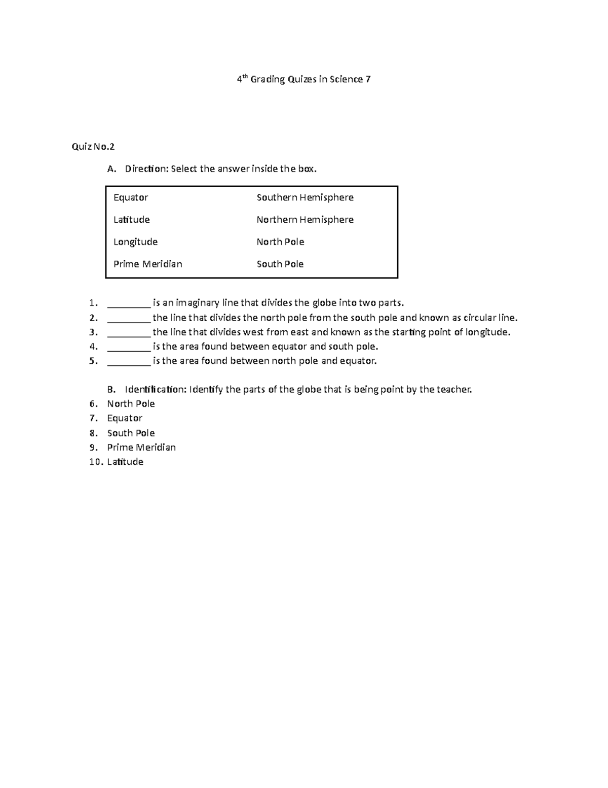 4th Grading Quiz in Science 7 - 4 th Grading Quizes in Science 7 Quiz ...