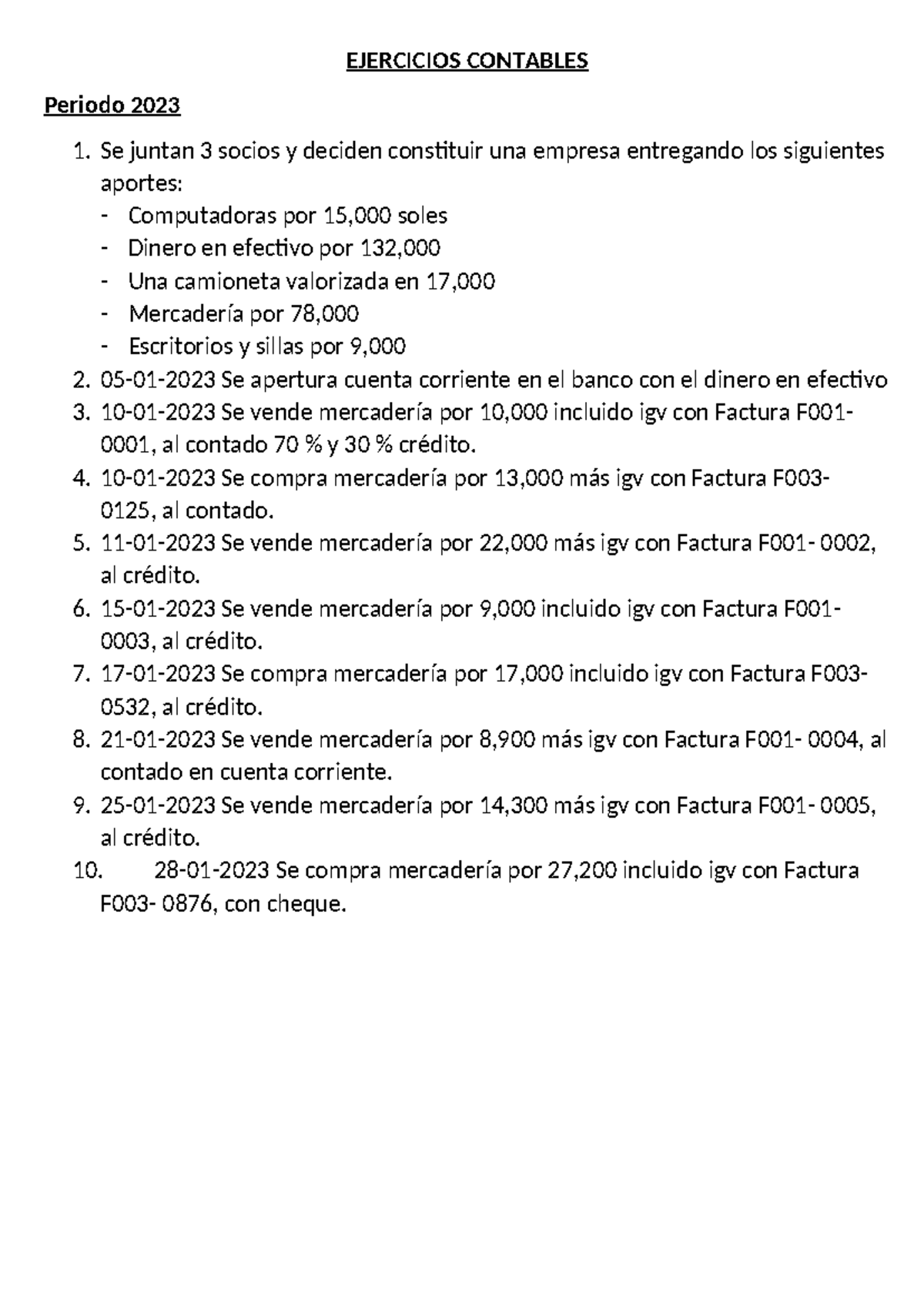 Ejercicios Contables - Ajustes Contables - EJERCICIOS CONTABLES Periodo ...