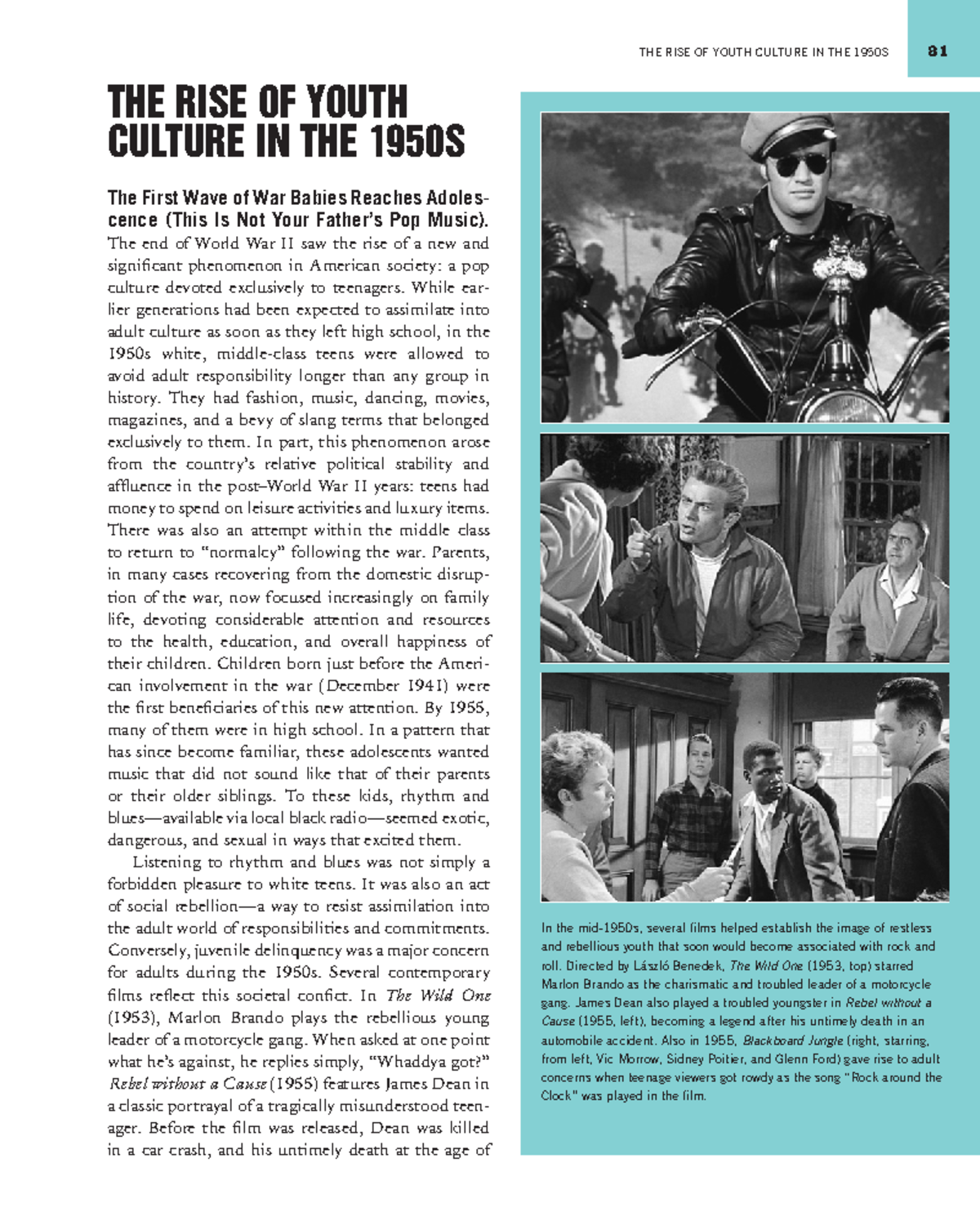 Rise of youth Culture in the 1950 reading - In the mid-1950s, several ...