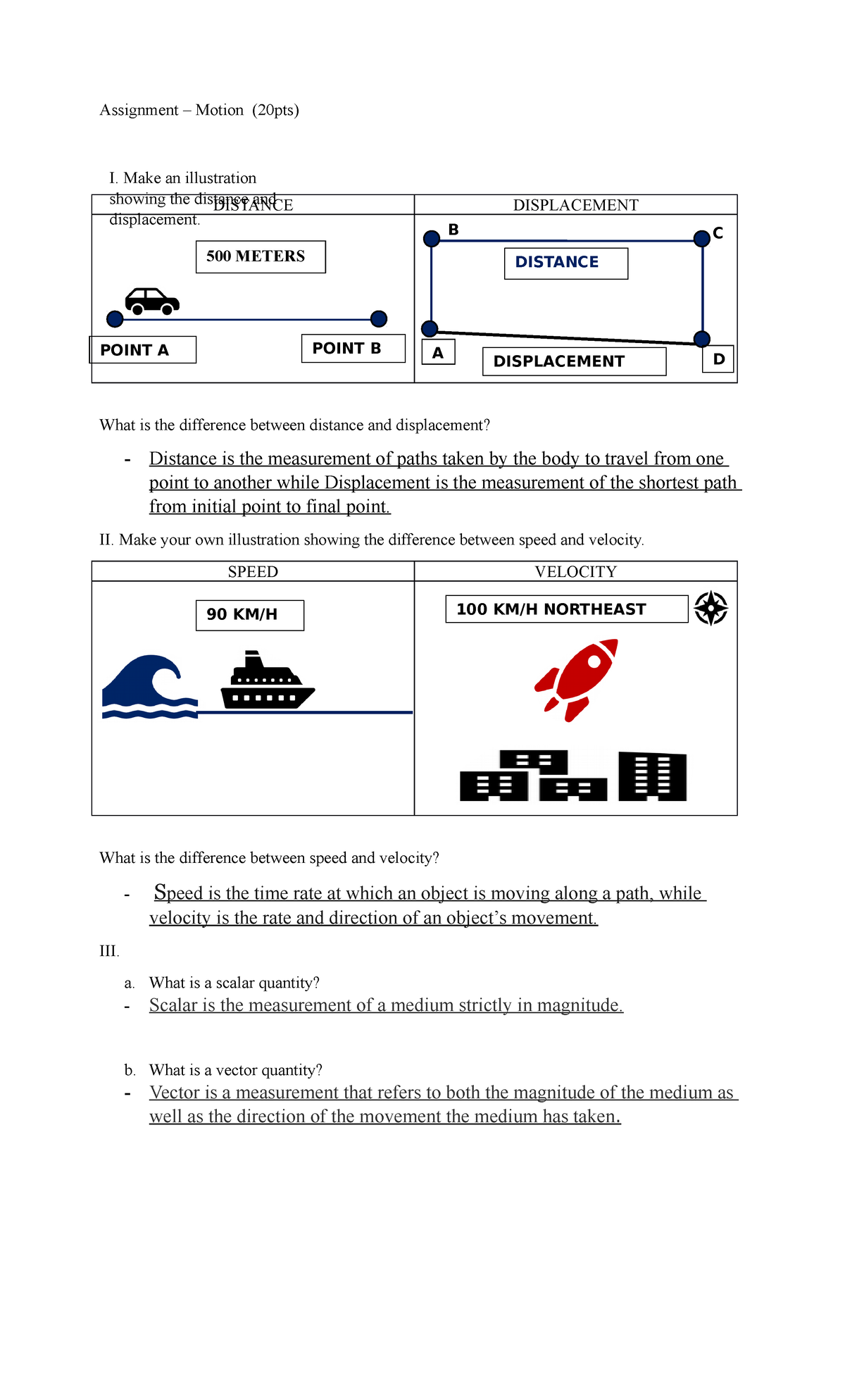 Assignment - Motion - QWERRTTYY - Assignment – Motion (20pts) DISTANCE ...