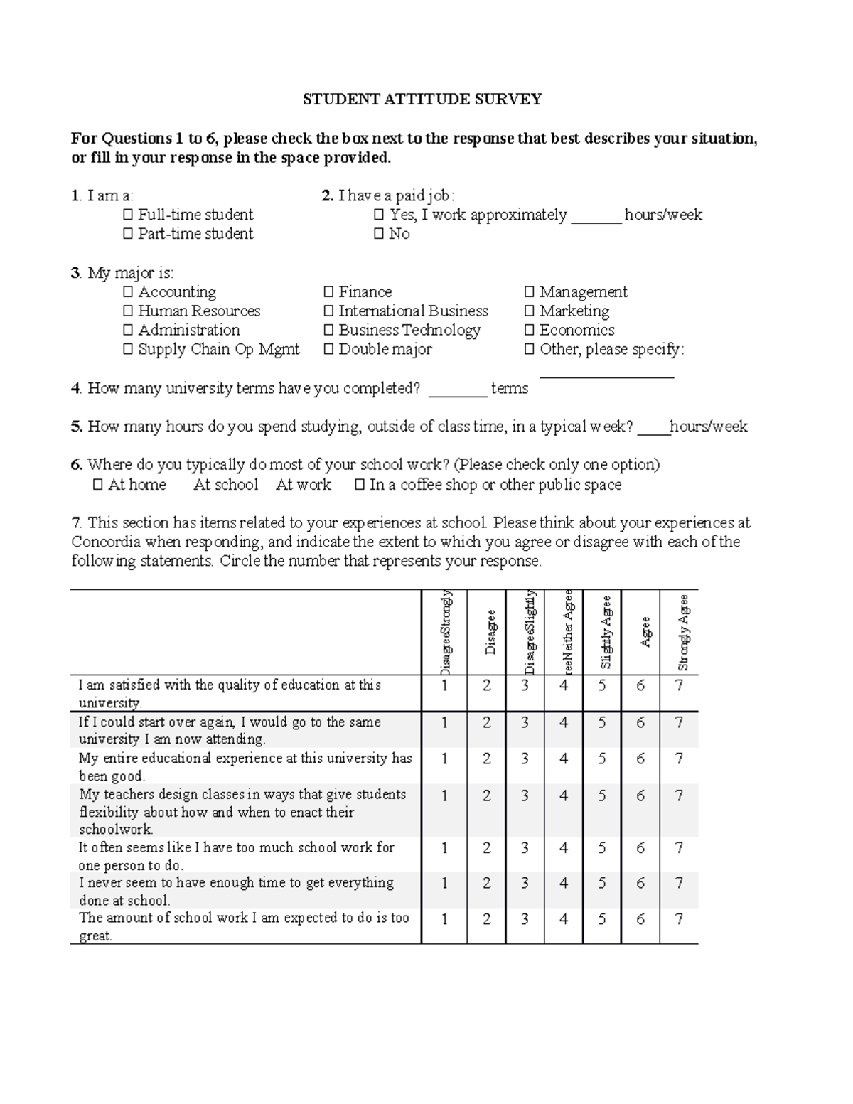 Survey A Coding KEY 2023 - STUDENT ATTITUDE SURVEY For Questions 1 to 6 ...