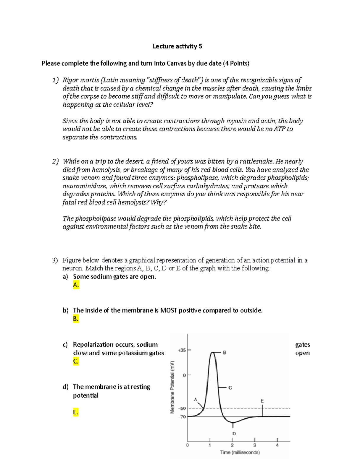 Lecture activity 5 cell str membranes Spr23 - Lecture activity 5 Please ...