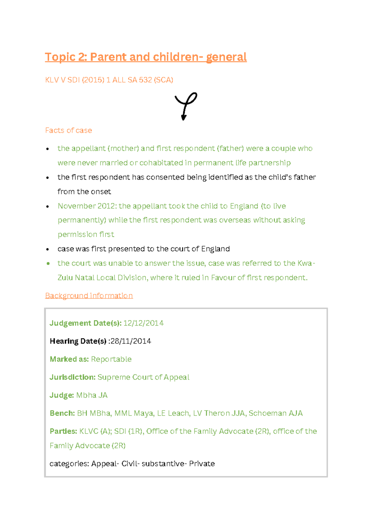 Topic 2 Parent and children - Topic 2: Parent and children- general KLV ...