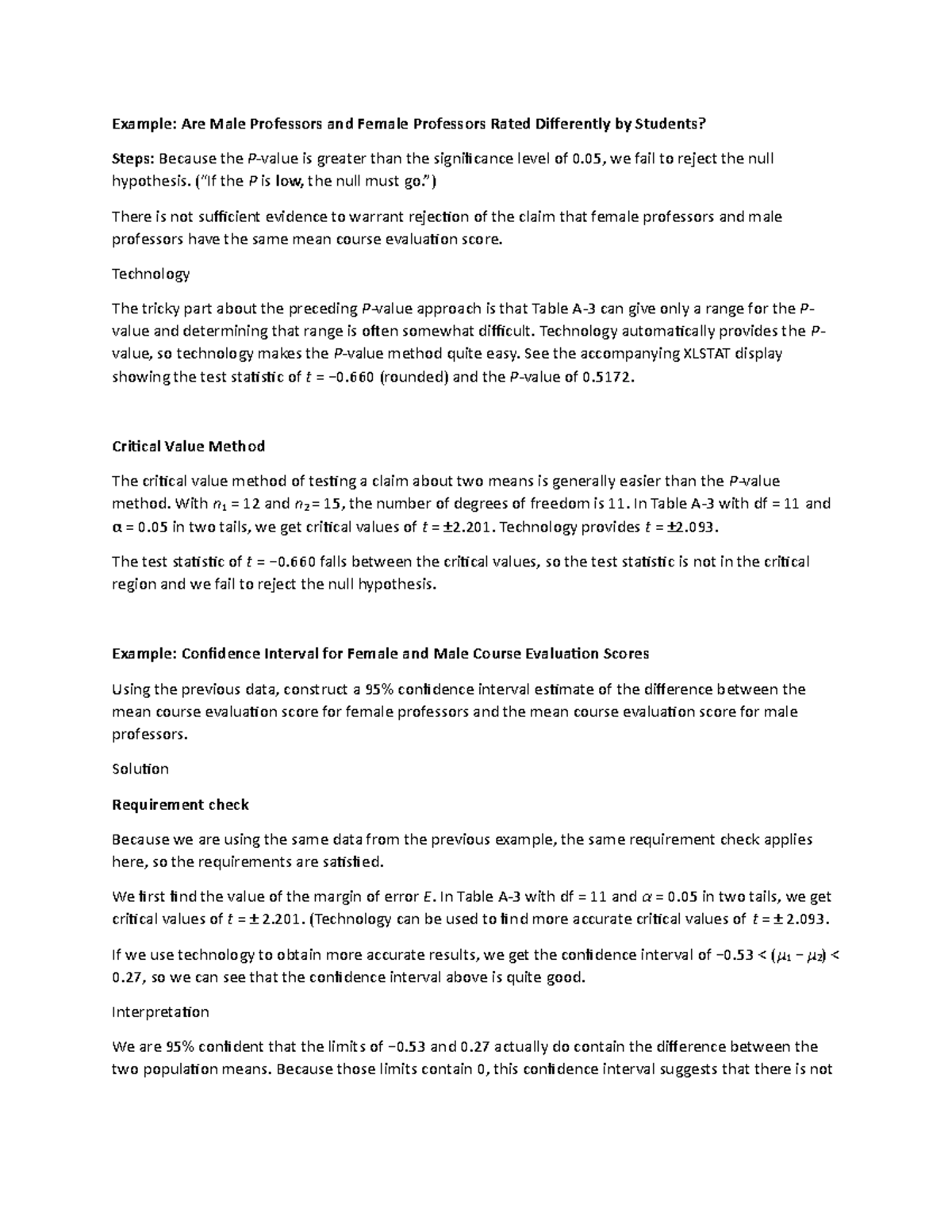 Lecture Notes 9 - Example: Are Male Professors and Female Professors ...