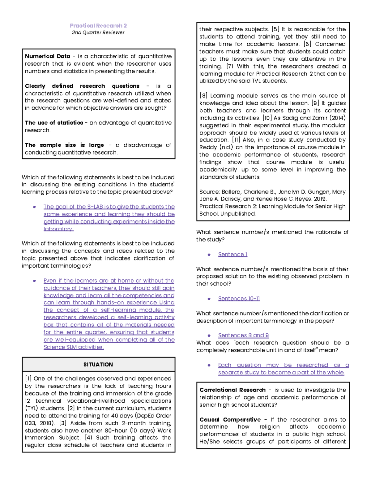 006. PR2 - Practical Research 2 3nd Quarter Reviewer Numerical Data ...