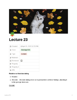 Geo Lecture 20 - Lecture 20 Created Class Geology 101 Type Lab Materials Reviewed Property ...