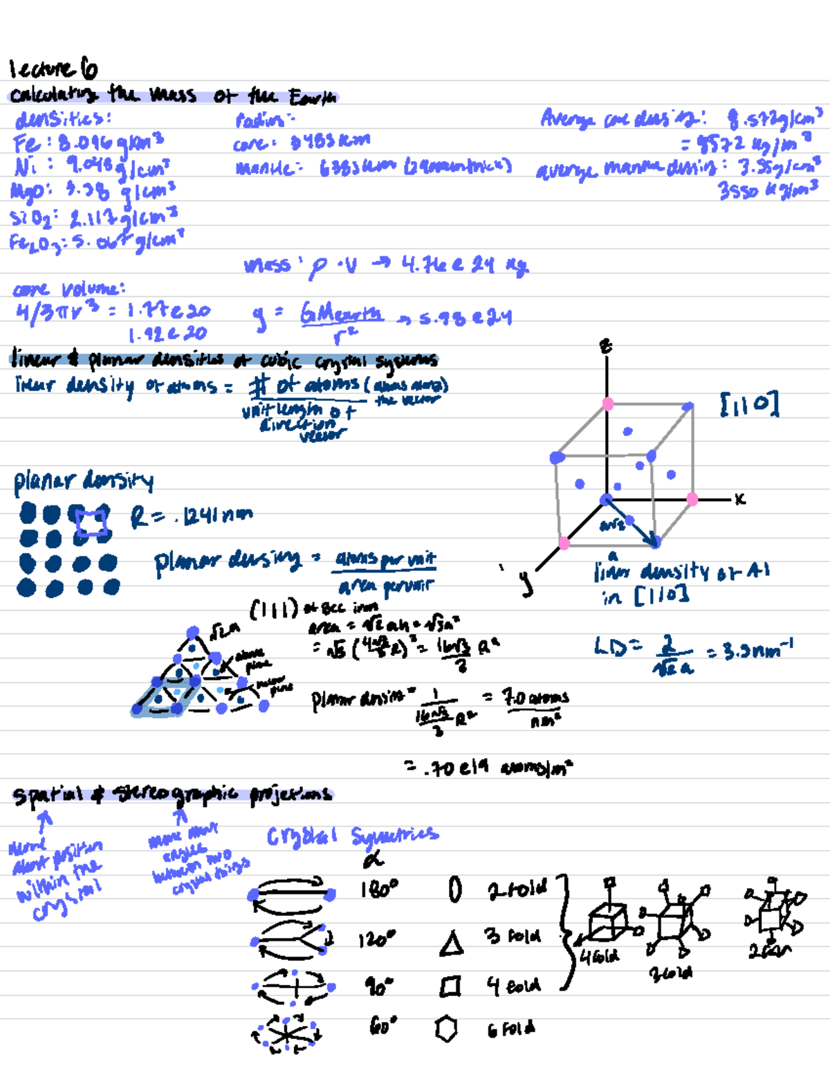 Lecture 6 notes - lecture 6 calculatingthemass Ot the Earth densities ...