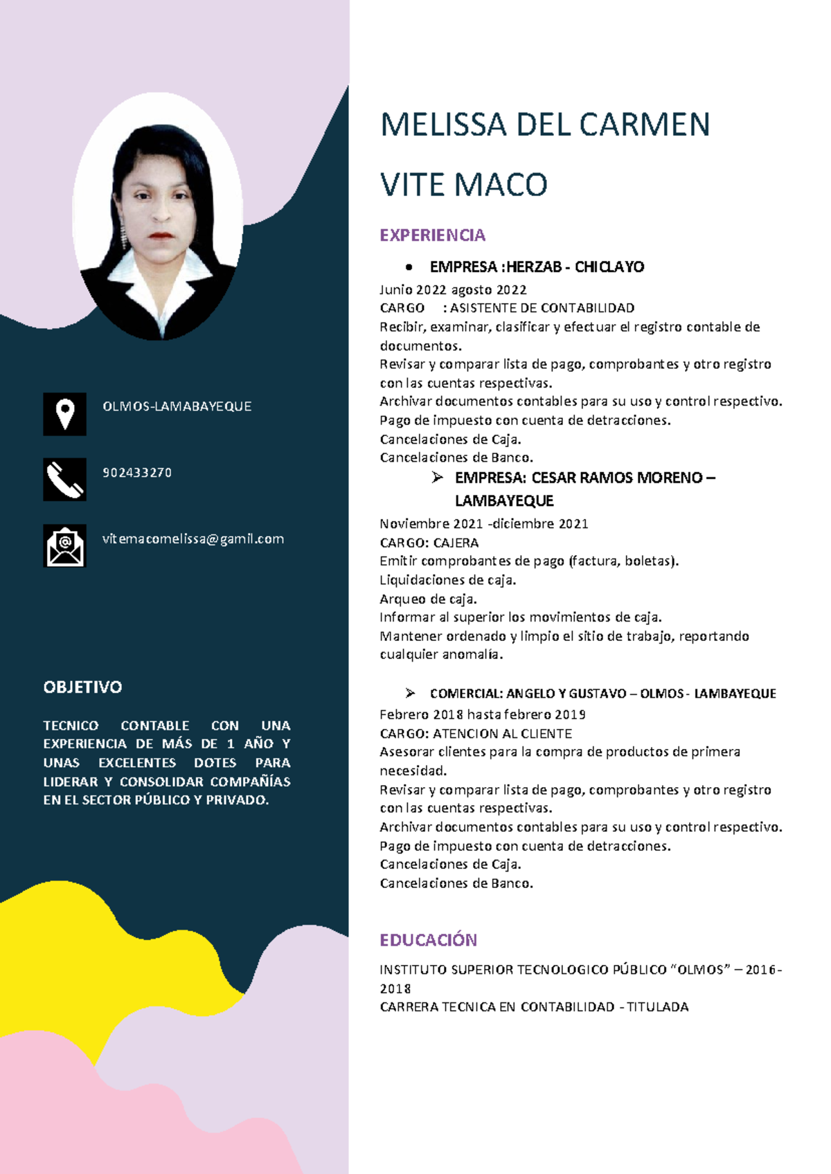 CV Melissa Vite - hola - MELISSA DEL CARMEN VITE MACO EXPERIENCIA ...