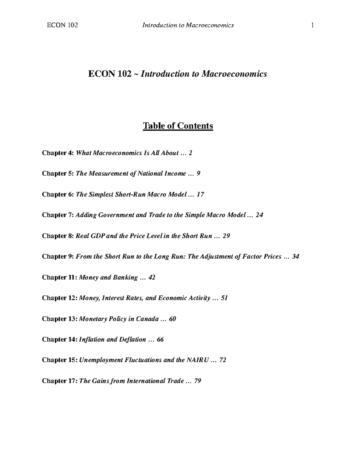 ECON 102 Gateman Final Notes - ECON 102 ~ Introduction to ...