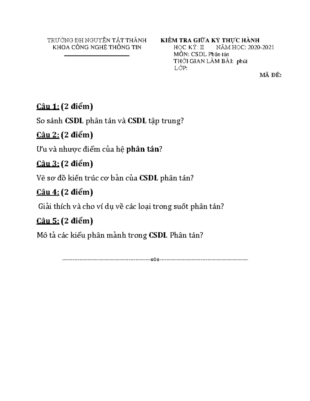 Kiemtragiuaky - sdfsdfdsf - TRƯỜNG ĐH NGUYỄN TẤT THÀNH KHOA CÔNG NGHỆ ...