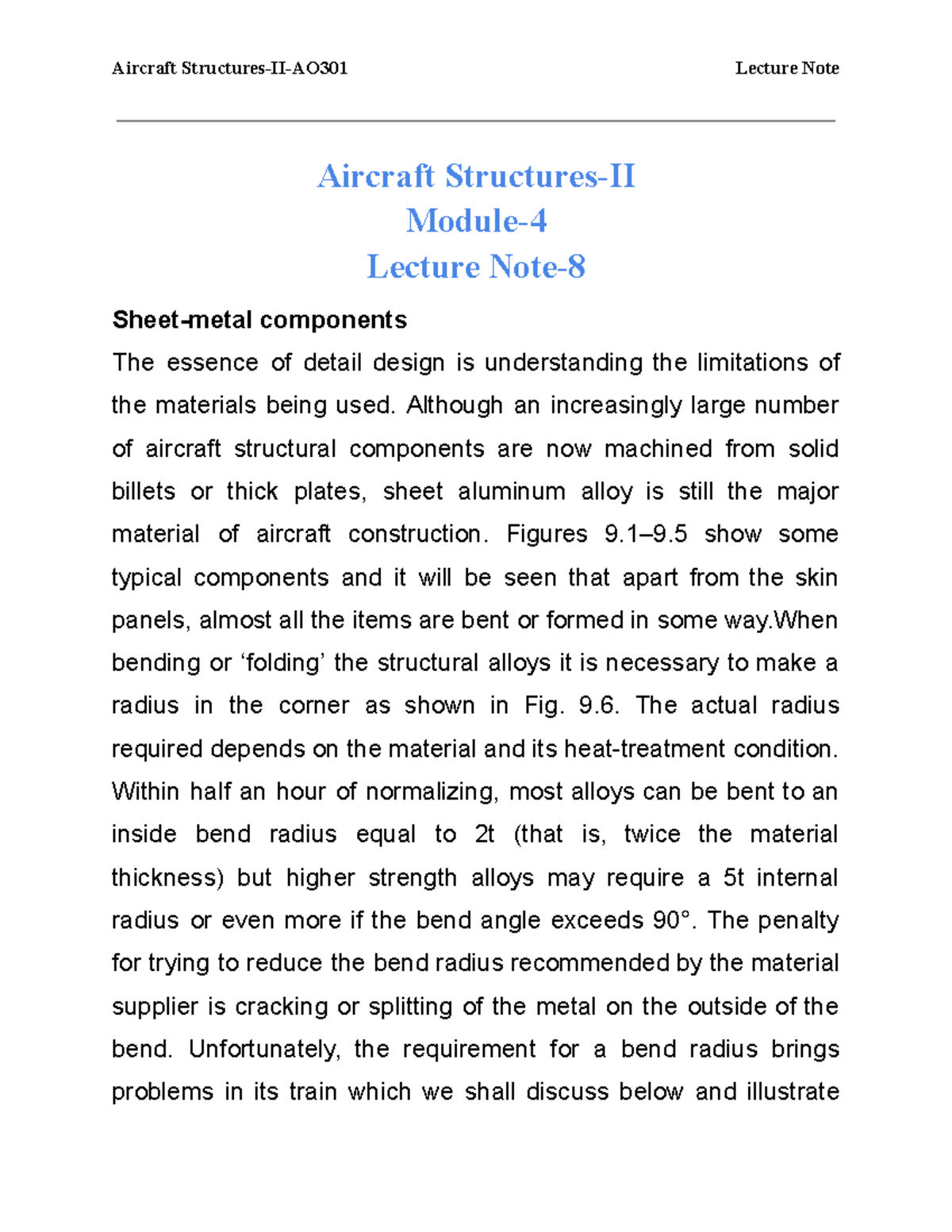 Aircraft Structures-II Module 4 Lecture Note 8 - Aircraft Structures-II Module- Lecture Note ...