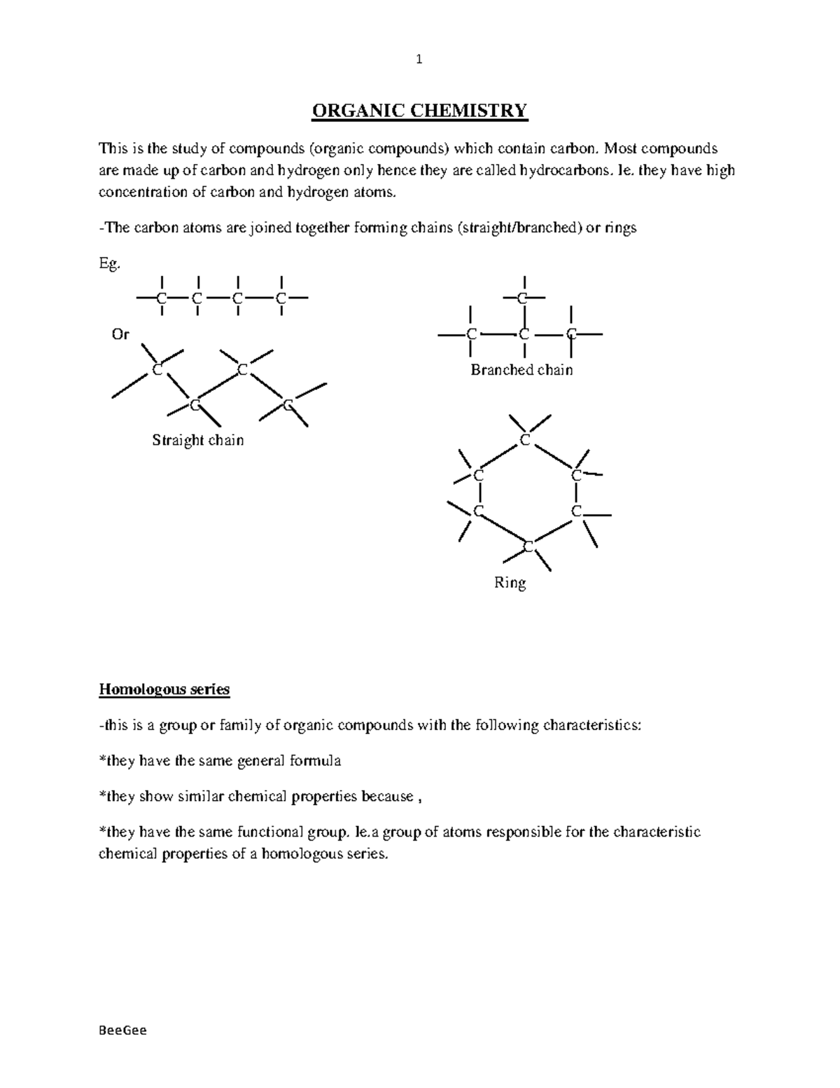 14. Organic Chemistry - ORGANIC CHEMISTRY This is the study of ...