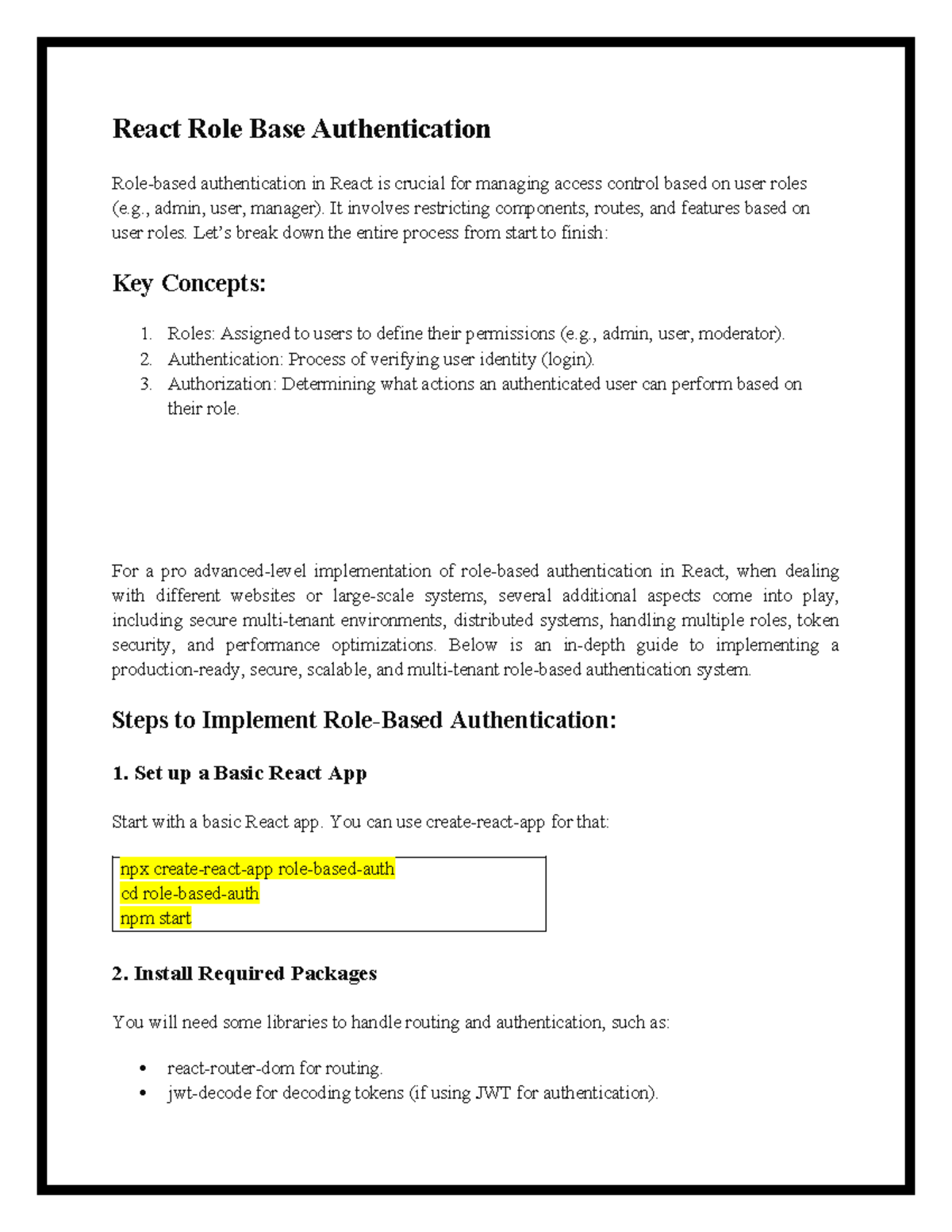 React Role Base Authentication React Role Base Authentication Role Based Authentication In
