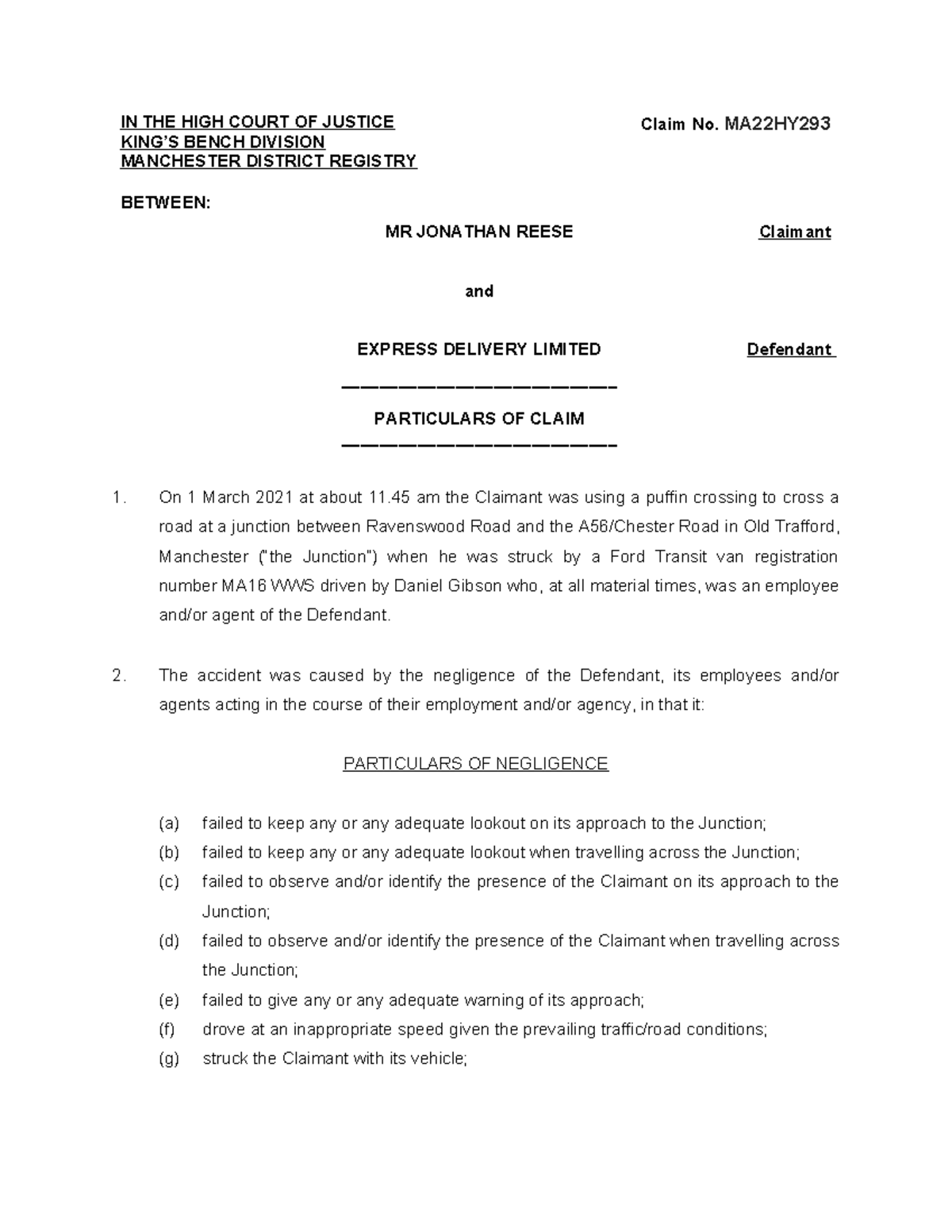 08. BTC1 WS4 Reese Particulars of Claim - IN THE HIGH COURT OF JUSTICE ...