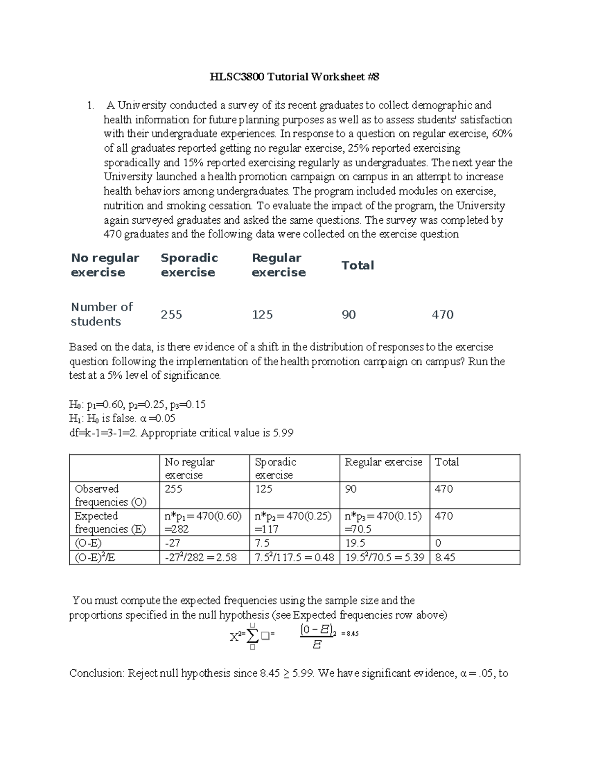 Worksheet#8 - 8 of 12 - HLSC3800 Tutorial Worksheet # A University ...