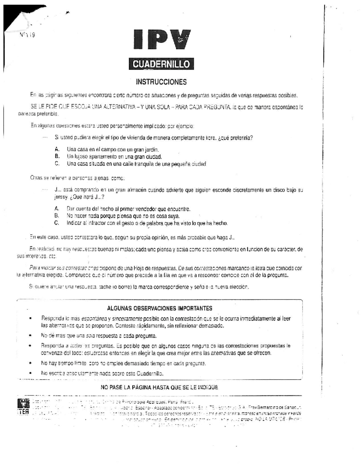 IPV - prueba ipv - psicología - Studocu