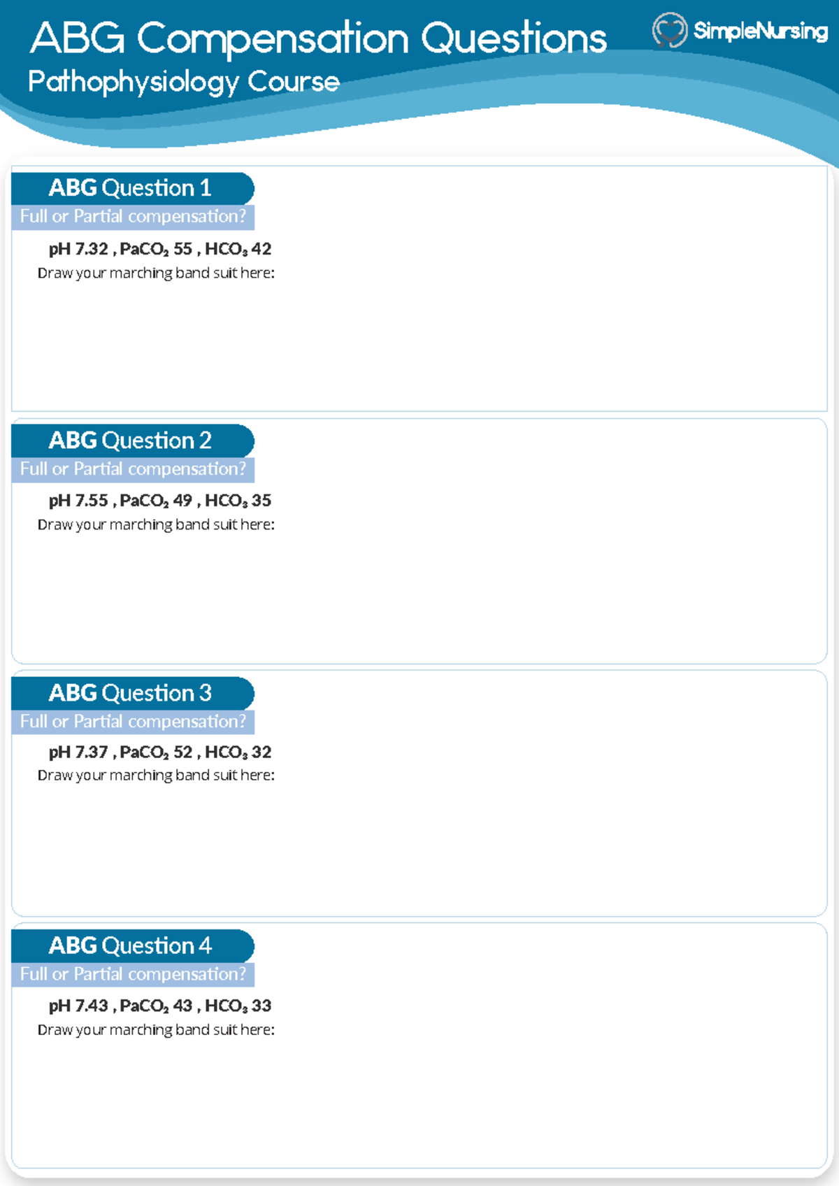 3. ABG Compensations Questions - ABG Compensation Questions pH 7 ...