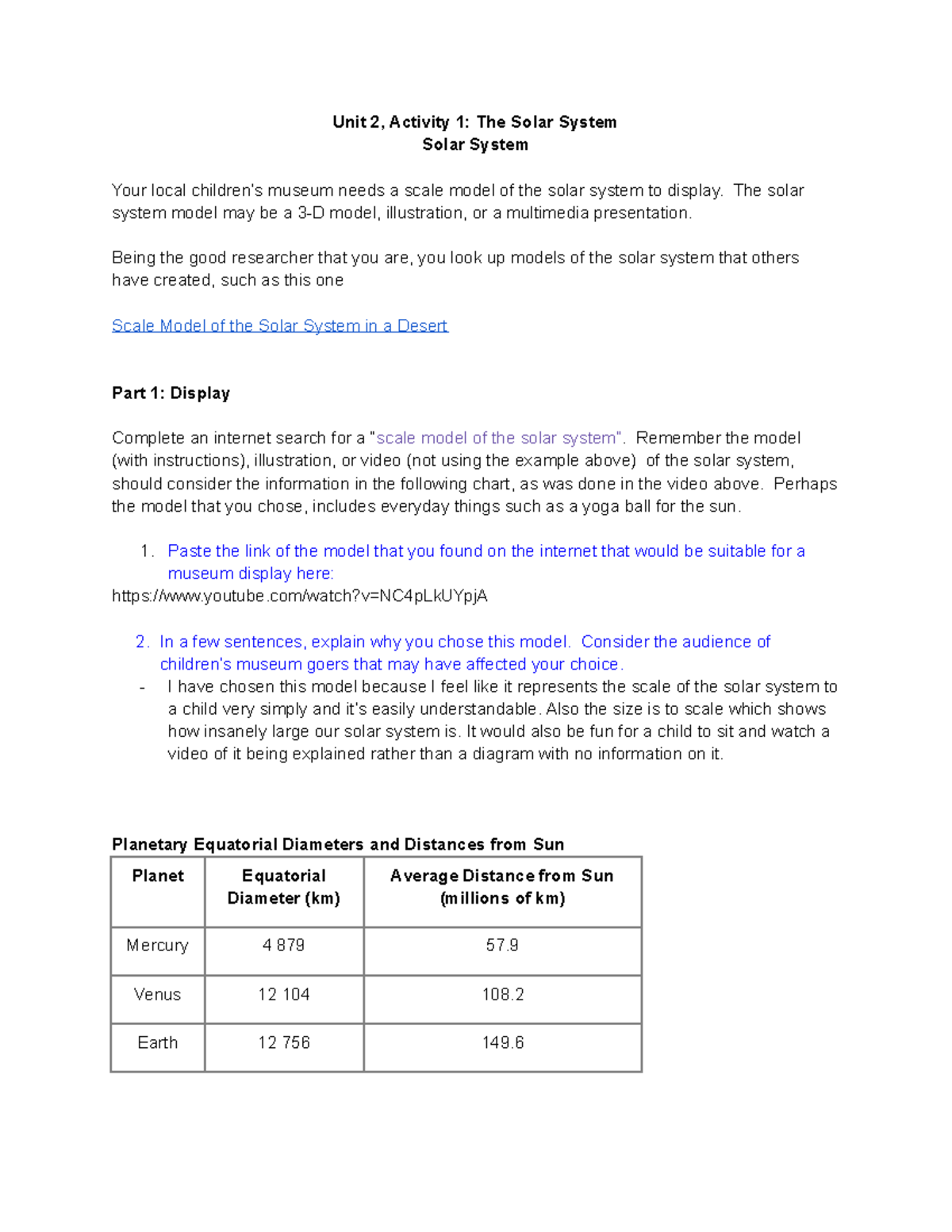 U2A1 - Solar System - Studocu