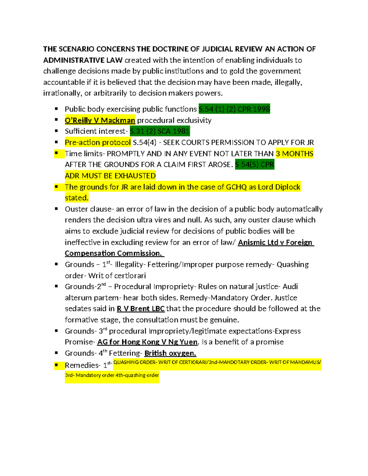 THE Scenario Concerns THE Doctrine OF Judicial Review AN ACT - THE ...