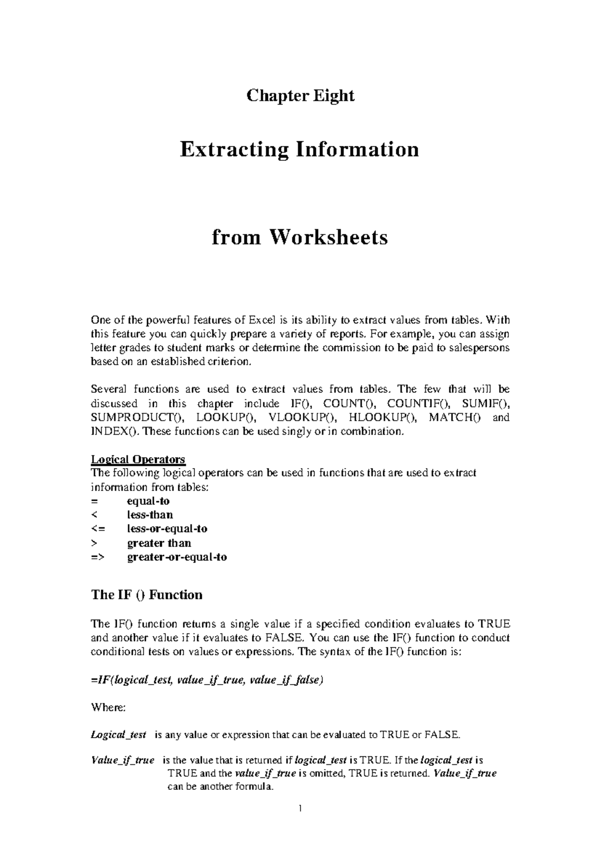 Chapter 8 - Extracting Information from Worksheets - Chapter Eight ...