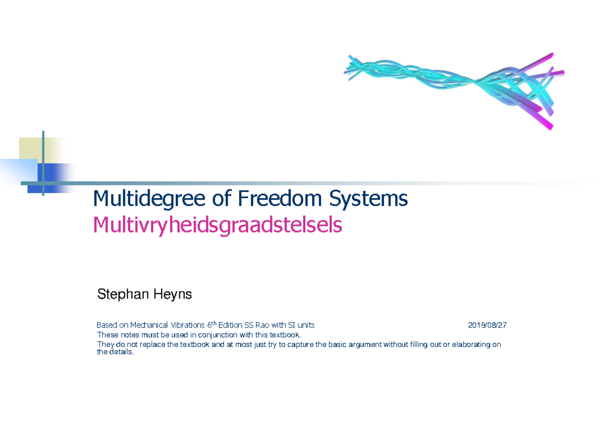 Chapter 06 Multidegree of Freedom Systems - Multidegree of Freedom ...