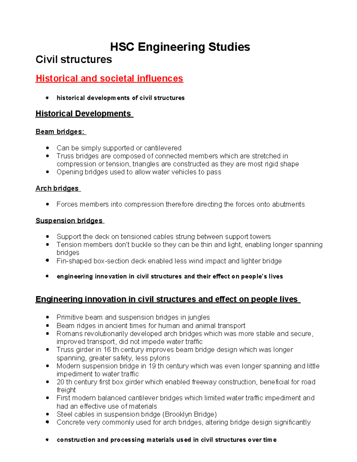 Engineering full course notes - HSC Engineering Studies Civil ...
