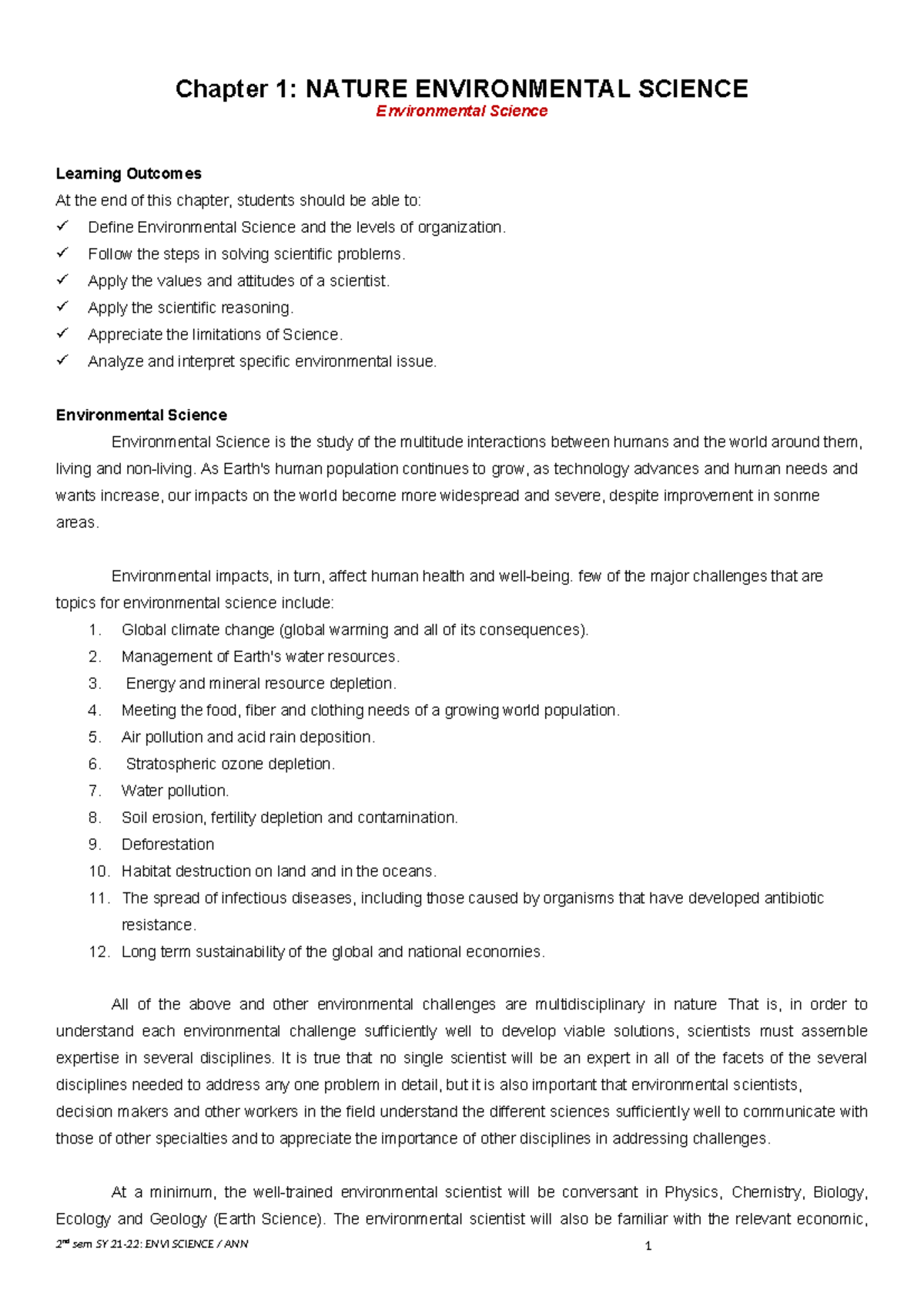 Nature Environmental Science - Chapter 1: NATURE ENVIRONMENTAL SCIENCE ...