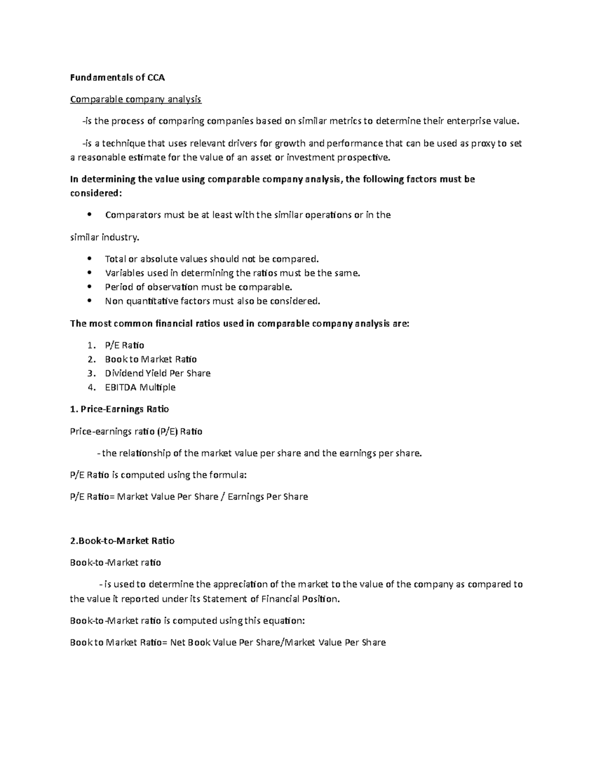 Fundamentals of CCA - Fundamentals of CCA Comparable company analysis ...