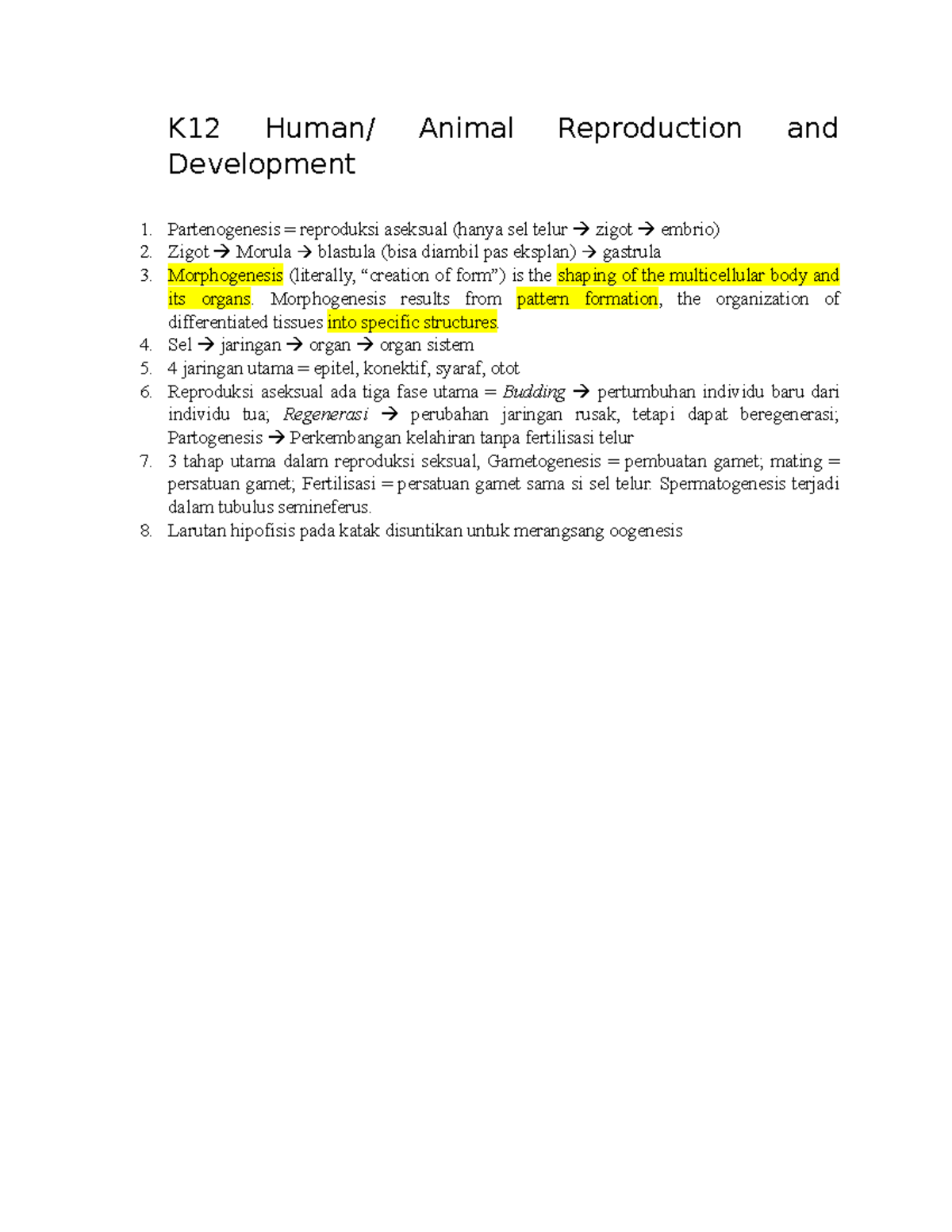 Pekan 12 - reproduksi hewan - K12 Human/ Animal Reproduction and ...