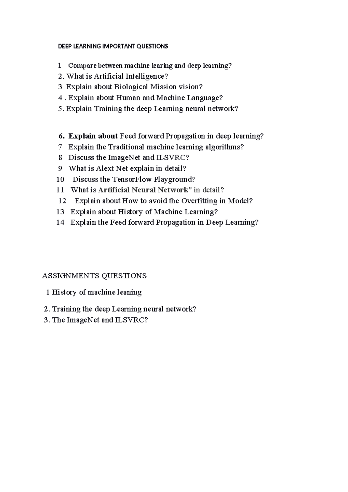 DEEP Learning Important Questions - DEEP LEARNING IMPORTANT QUESTIONS 1 Compare between machine ...
